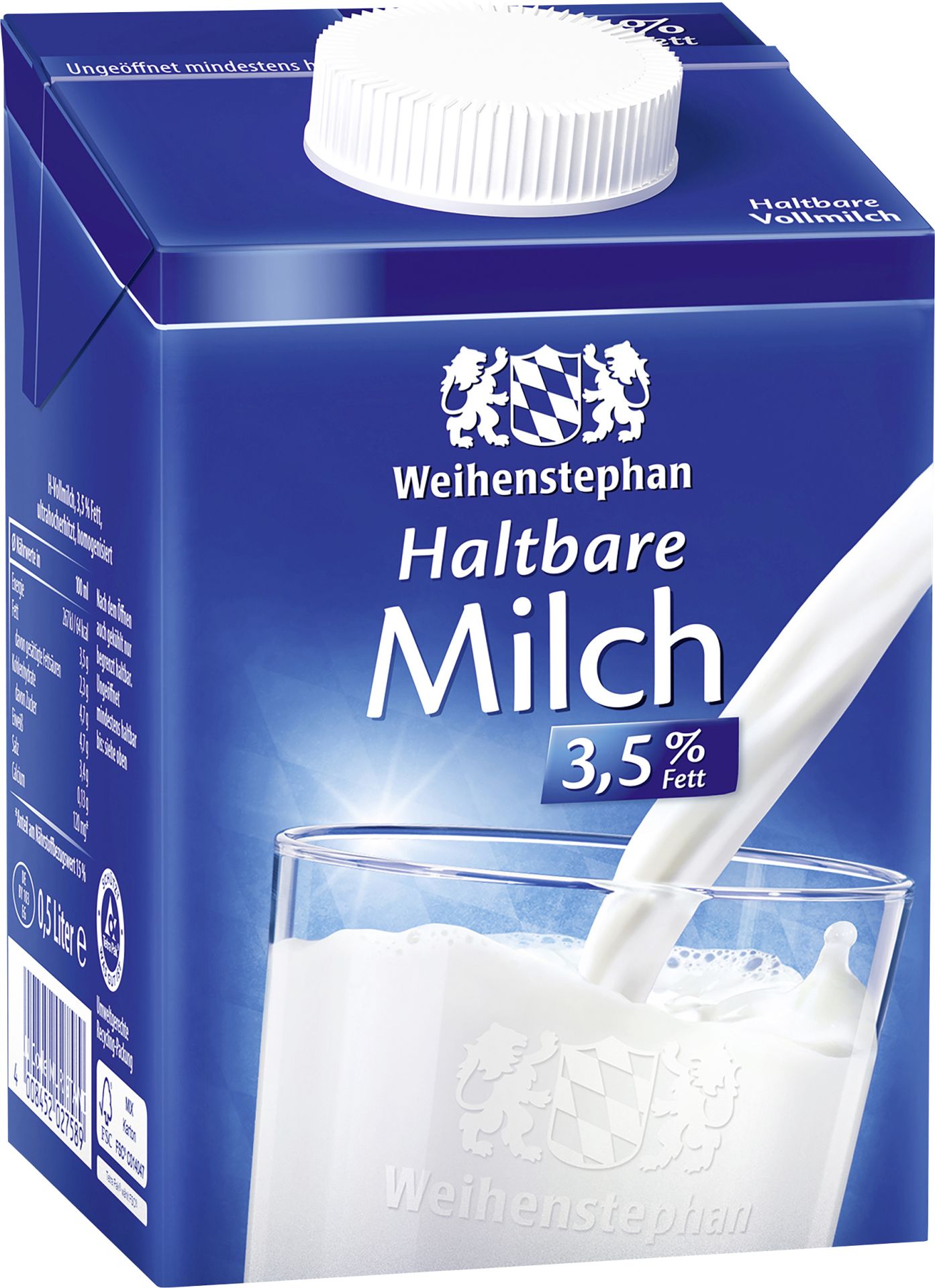 Weihenstephan Haltbare Milch 3,5 % Fett, 0,5 Liter